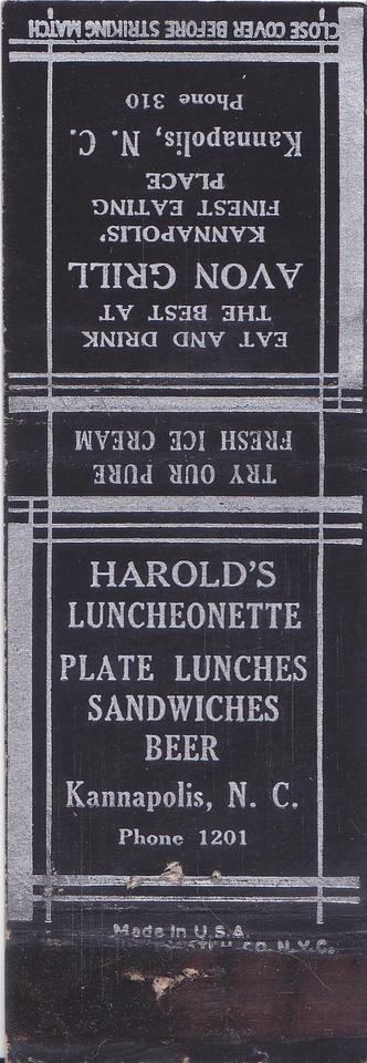 AVON GRILL / HAROLD'S LUNCHEONETTE, Kannapolis, NC | eBay