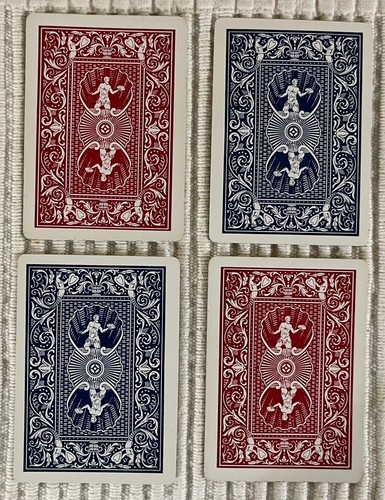 4 Vintage Playing Cards ~ Art Nouveau Design ~ Hoyle Clamshell ~ Red ...