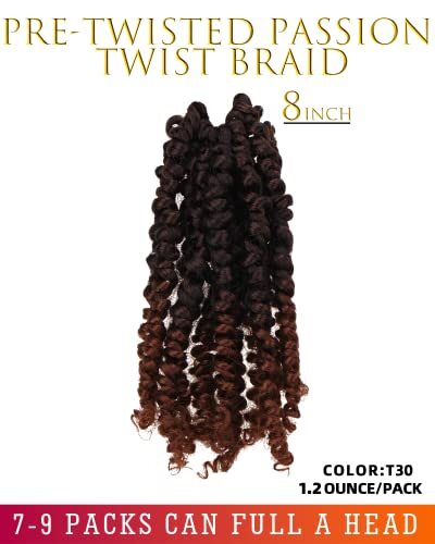 Passion Twist Hair-Pre-twisted Passion Twists,Pre-Looped 8 Inch(Pack of ...