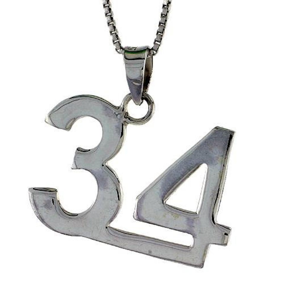 Sterling Silver Any One Number Pendant from 25 to 49 w/ 18" Italian Box ...