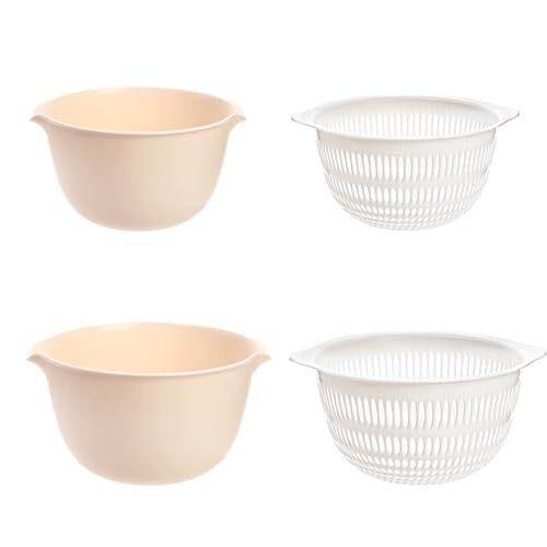 Set of 2 Kitchen Strainer Colander Bowls Set, Double-Layer Plastic ...