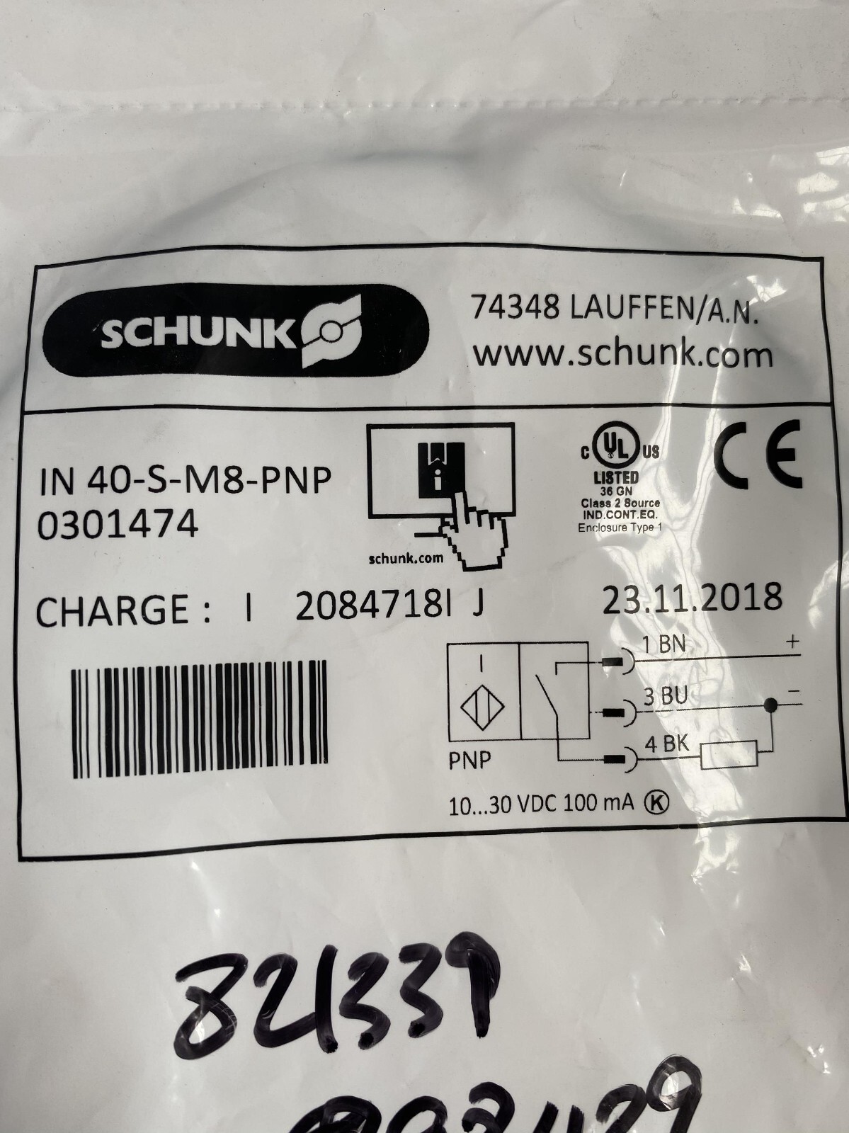 SCHUNK in 40/s-mb 0301474 Inductive Proximity Switch for sale online ...