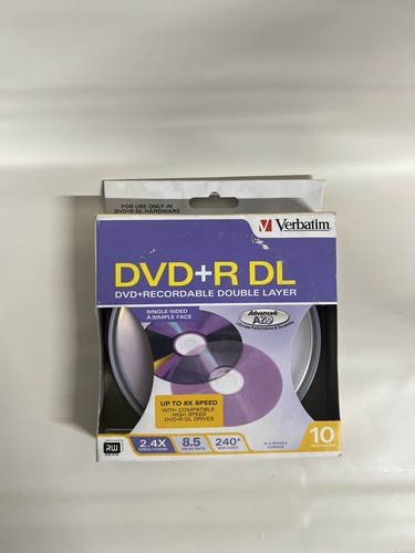 Verbatim Dual Layer DVD+R 10 Pack | 2.4x - 8x 8.5GB 240 mins w AZO ...