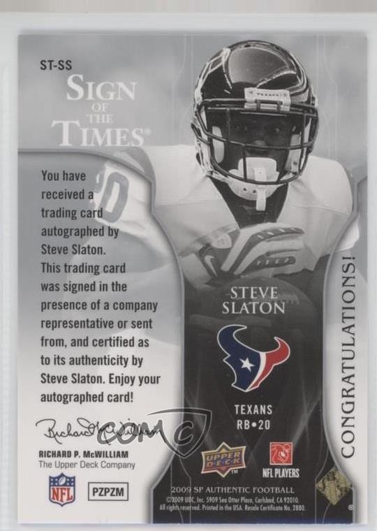 2009 SP Authentic Sign of the Times Auto Steve Slaton #ST-SS Auto | eBay