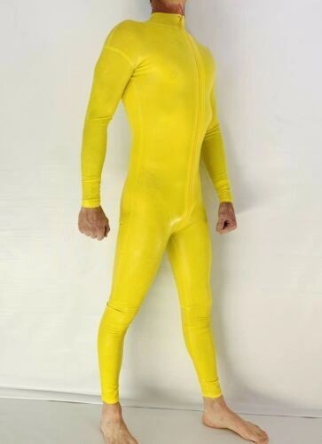 Rubber Latex Catsuit Front Zip 0.4 mil 100% Latex Rubber Yellow | eBay