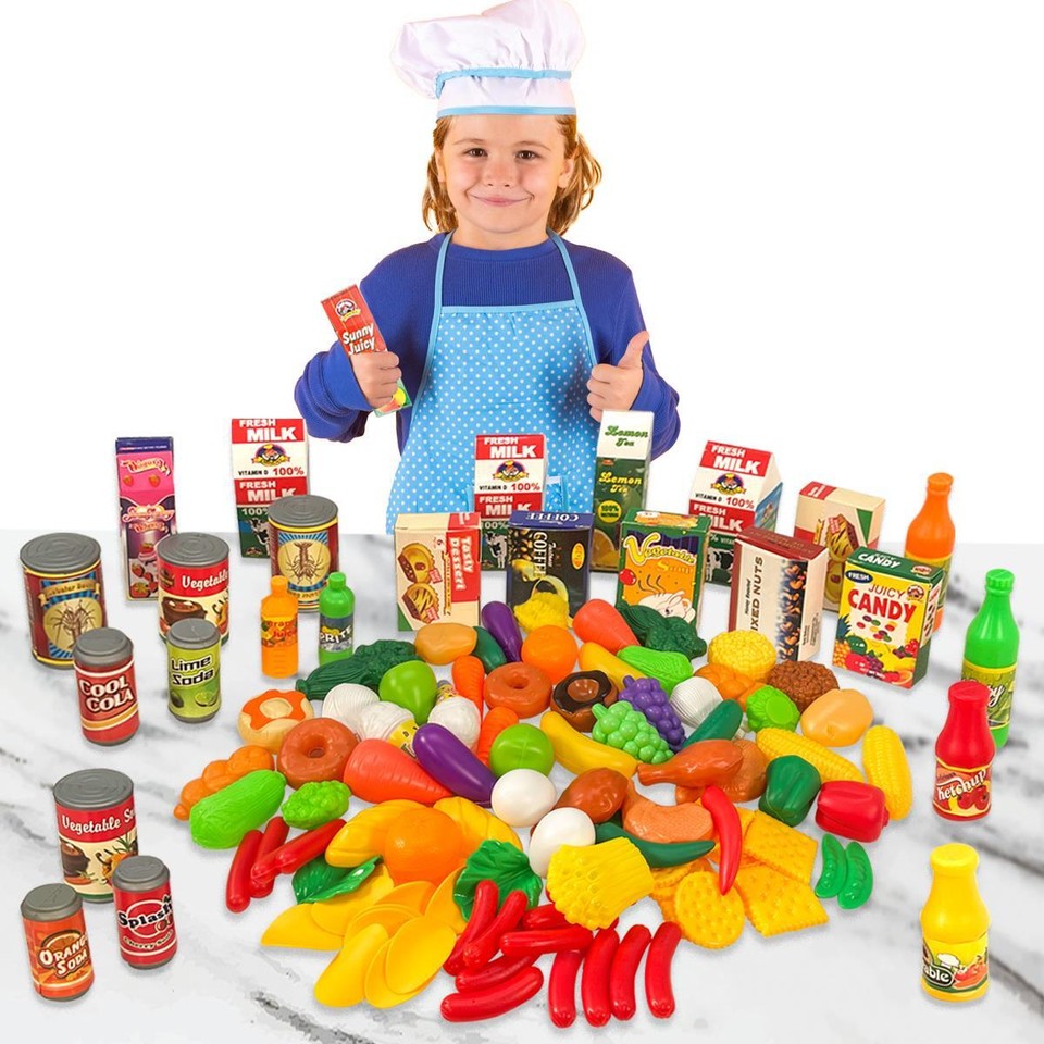 Multicolor Plastic Kitchen Toys For Kids Pretend Playset 120PC Set Food ...