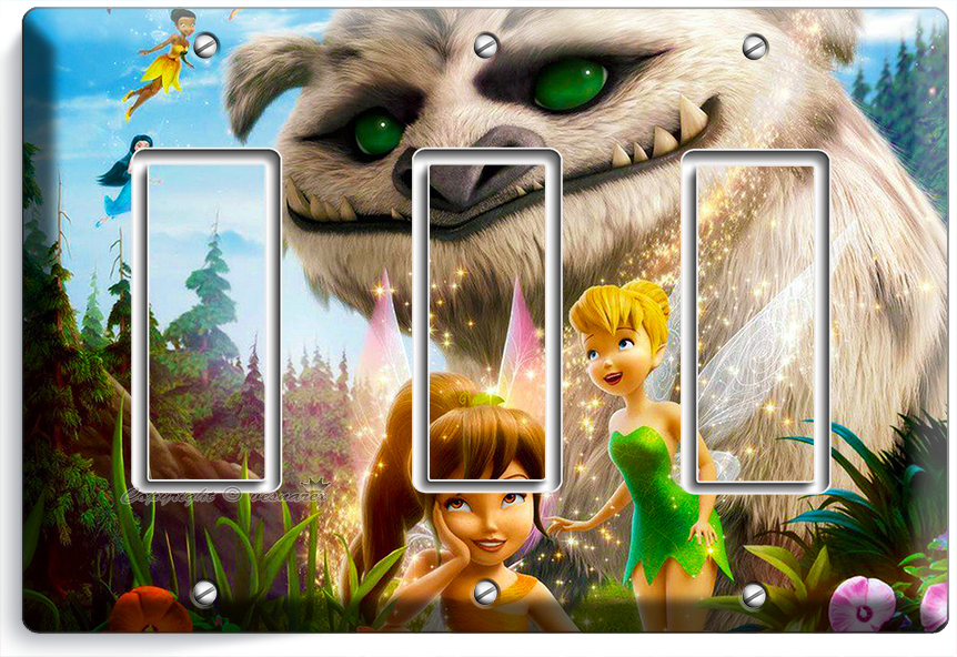 TINKER BELL FAWN NEVERBEAST GRUFF MONSTER FAIRIES LIGHT SWITCH WALL ...