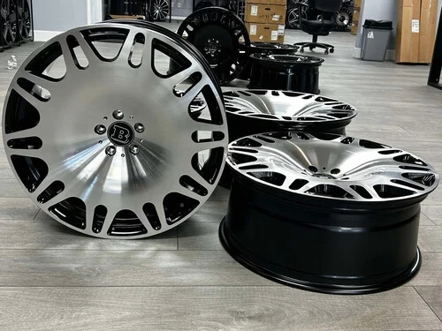 22x10 BRABUS WHEELS BLACK MACHINE RIMS 5x130 G WAGON G500 G550 G55 G63 ...