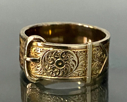 Victorian 9K Rose Gold W/ Hairwork Buckle Ring Size M - 6 | eBay