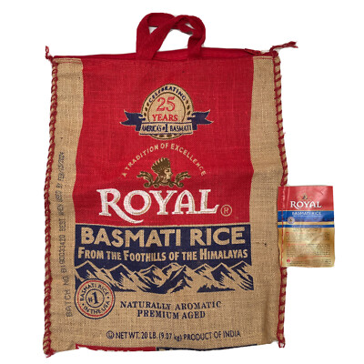 Royal Basmati Rice Sackcloth Burlap Zip Tote Bag Only 14X18 Inch Double ...