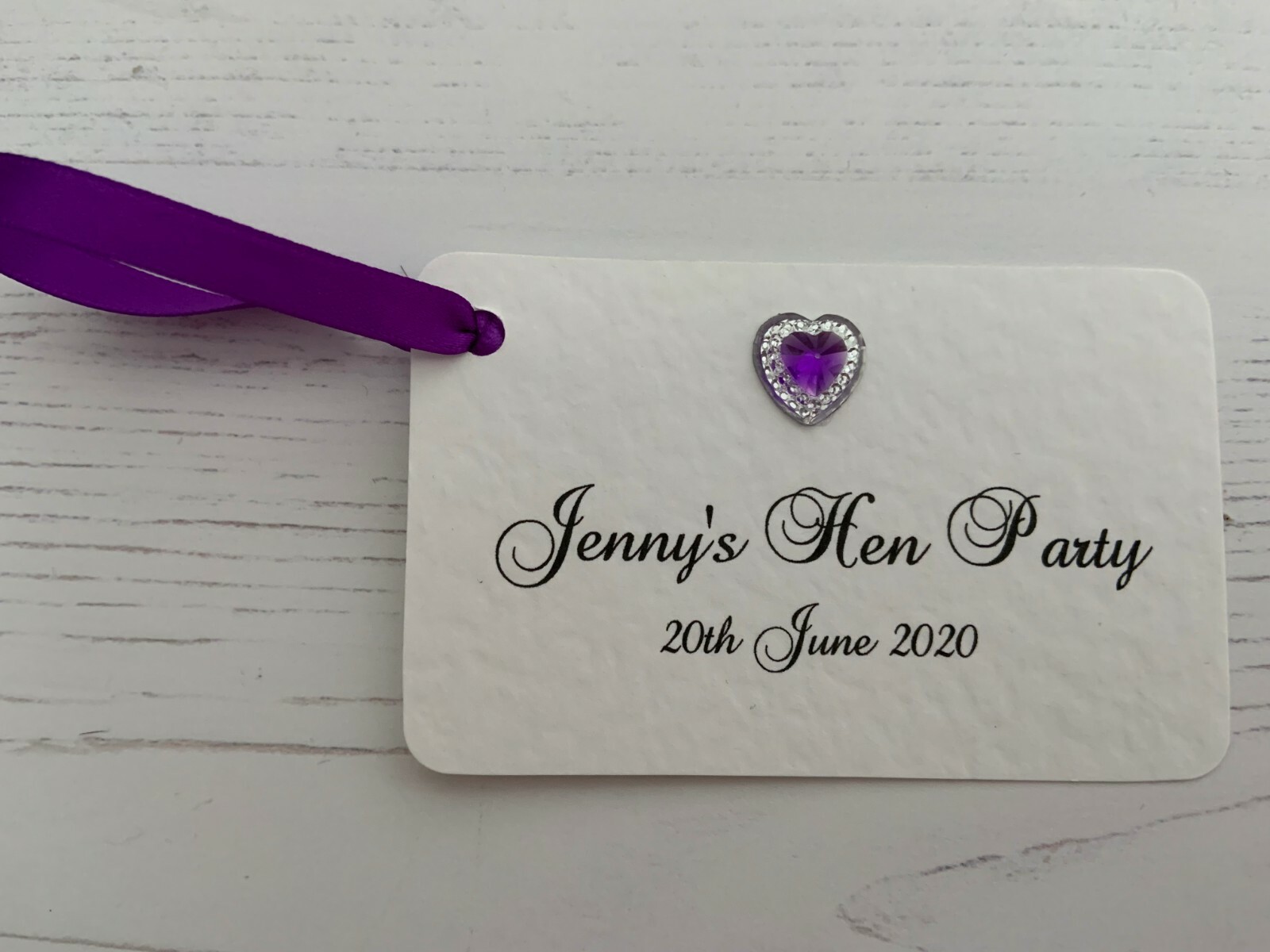 Pack of 10 Tags - Hen Party Tags - Purple Heart & Matching Ribbon | eBay UK