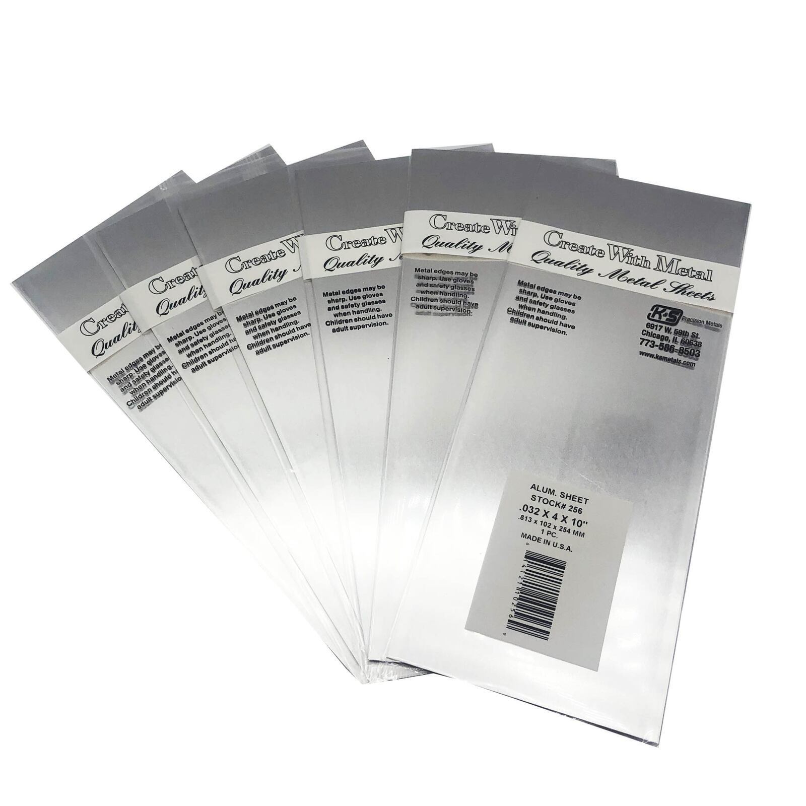 K&S 256 SHEET METAL (4IN X 10IN SHEETS) ALUM .032 (1 sheet per package ...