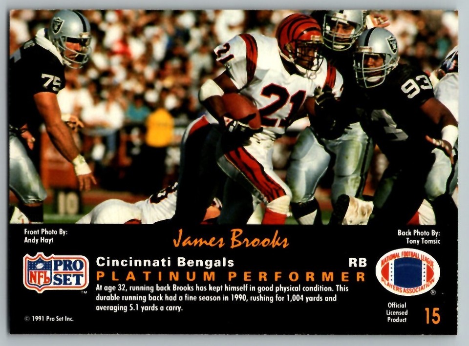 1991 PRO SET PLATINUM JAMES BROOKS CINCINNATI BENGALS #15 | eBay