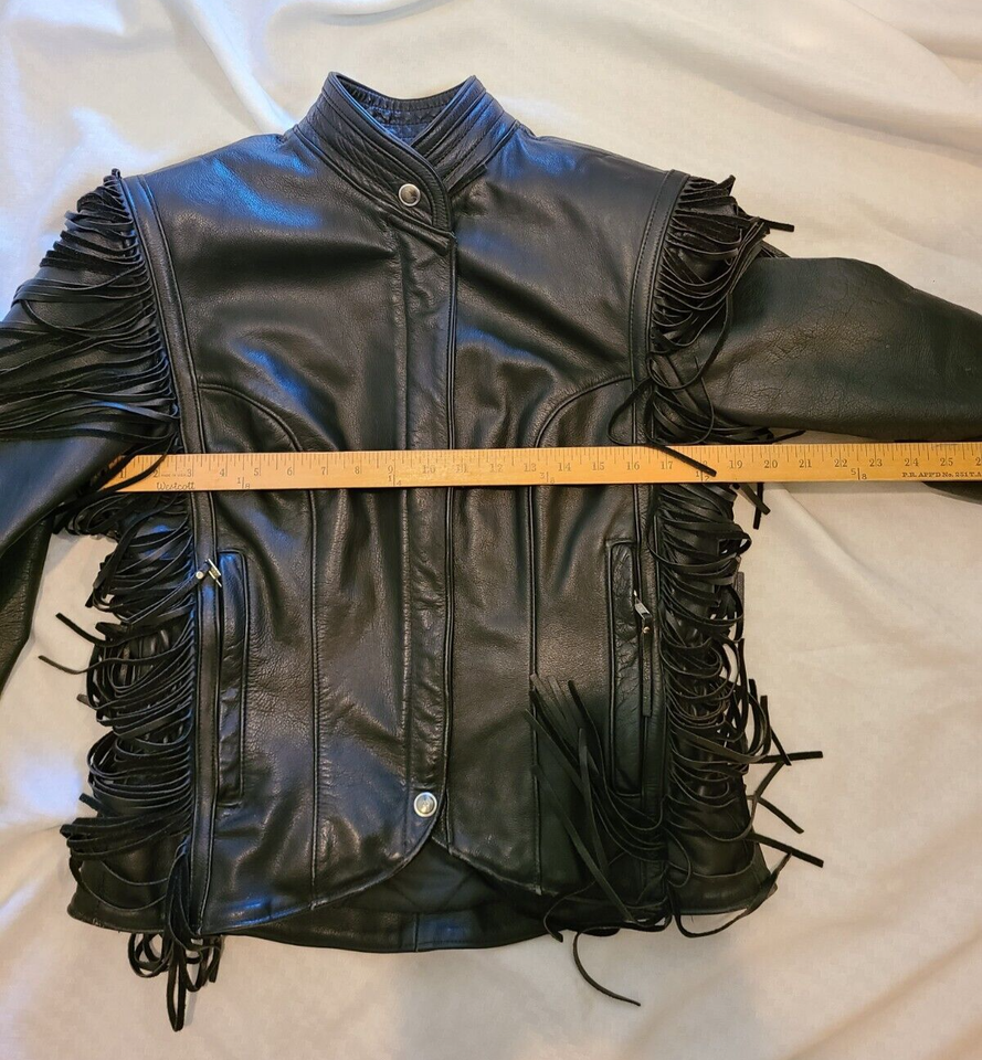 Harley Davidson Black Leather fringe Jacket Lady's size S | eBay