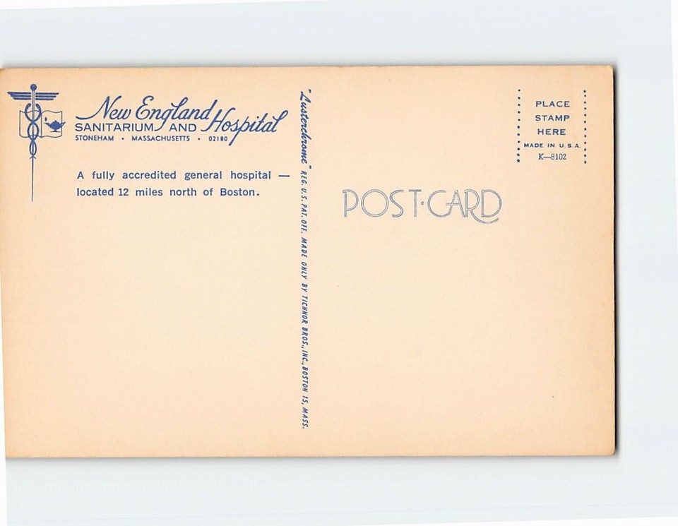 Postcard NE Sanitarium And Hospital Stoneham Massachusetts USA | eBay