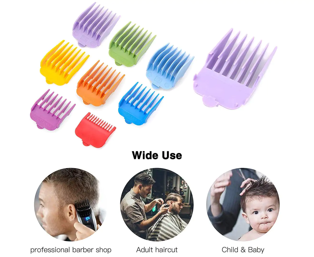 8 Color Professional Hair Trimmer/Clipper Guard Combs Guide Combs Coded ...