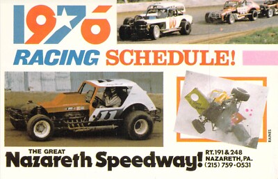 1976 USAC PA Nazareth Speedway Racing Raines Racing blank back Postcard ...