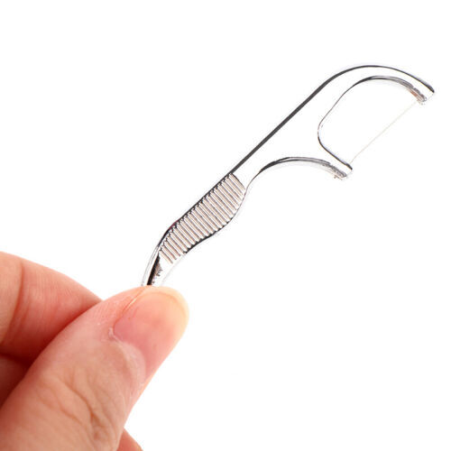 Stainless Steel Toothpick Dental Floss Reusable Flossing Holder Teeth ...