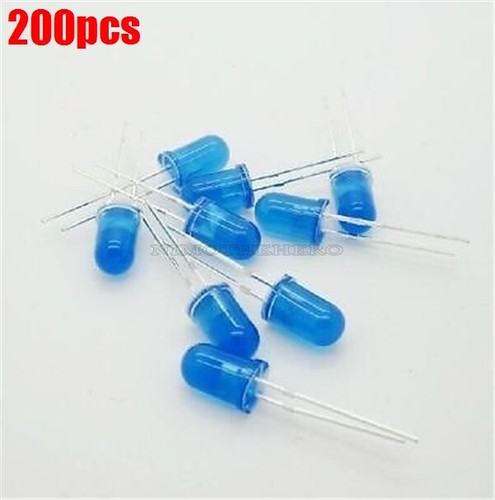 200Pcs Super Bright Led F5 5Mm Blue Color Blue Light Bulb Lamp Diffused ...