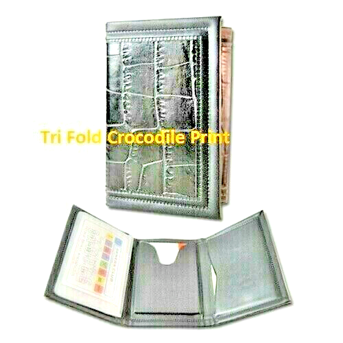 Trifold Wallet men billfold classic black crocodile 3 fold credit card ...