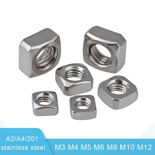 Square Nuts To Fit Metric Bolts & Screws A2 Stainless Steel M3-M12 DIN ...