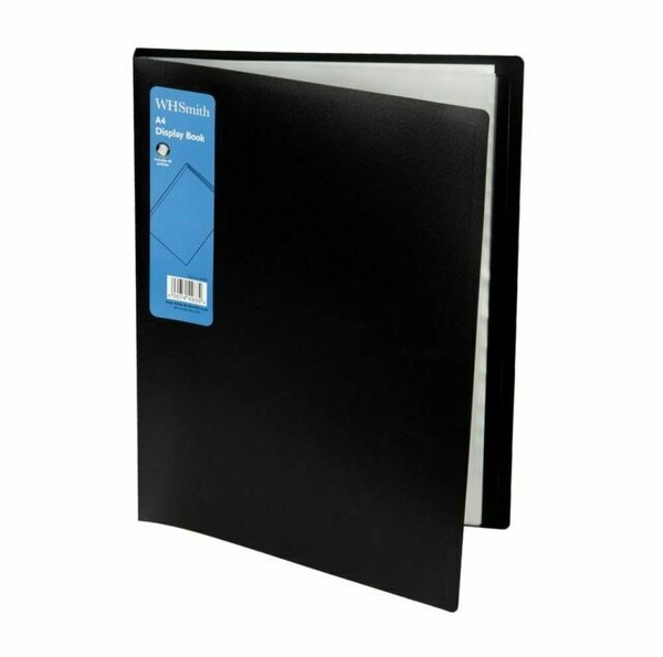 WHSmith Black 40 Pocket A4 Display Book Case Bound With 40 Pocket for ...