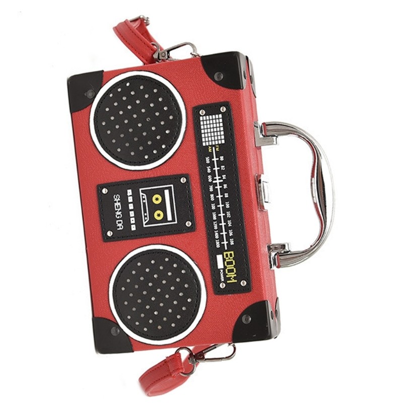 Women PU Leather Crossbody Bag Radio Shape Shoulder Bag Evening ...