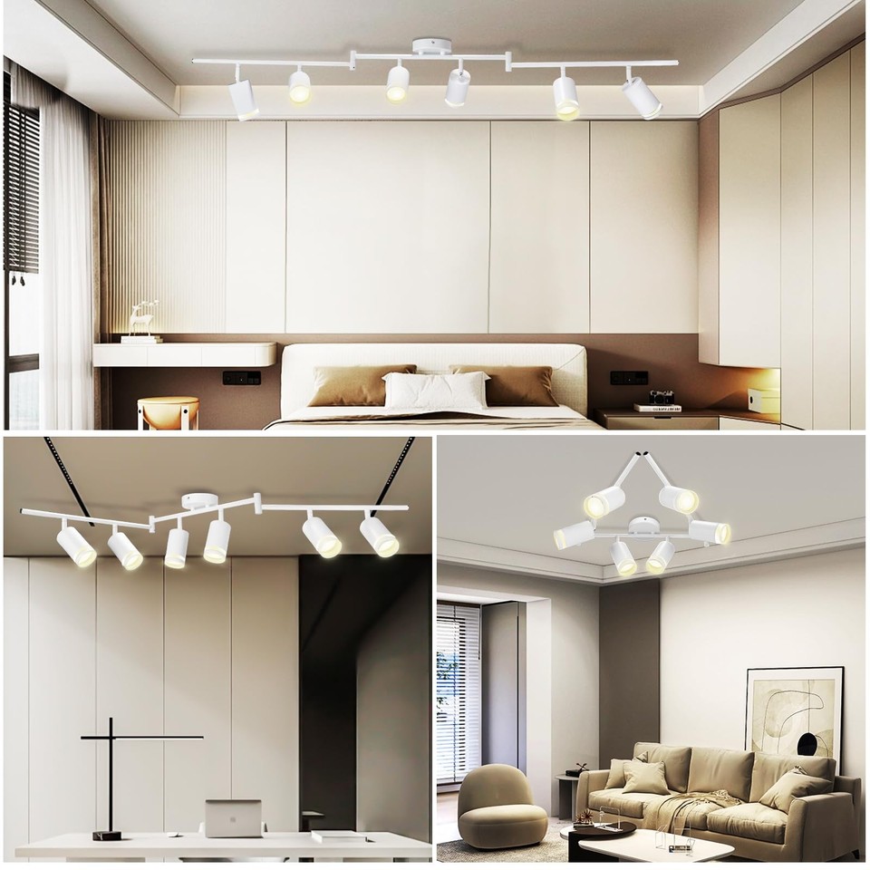 LED 6 Light Track Lighting Kit, 6-Light Track Lighting Fixtures Ceiling ...