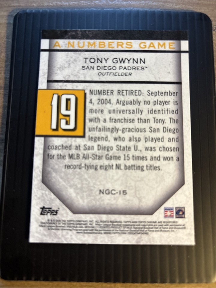 2020 Topps Chrome Tony Gwynn San Diego Padres A Numbers Game Insert NM ...
