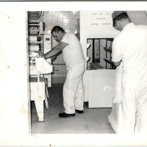 c1950s Commercial Bakery Workers Snapshot Photo Industrial Kitchen ...