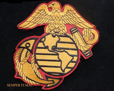 US MARINES EAGLE GLOBE ANCHOR XXL LARGE EGA PATCH USS FMF MAR DIV FSSG ...