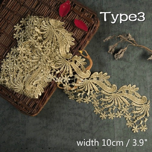 Gold Embroidered Lace Edge Trim Ribbon Decor Applique Retro DIY Sewing ...