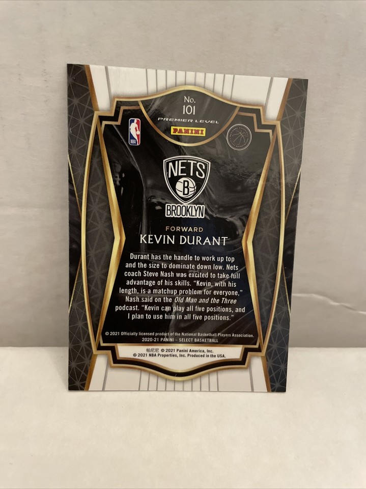 Kevin Durant 2020-21 Select Basketball #101 Premiere Level Retail Blue ...