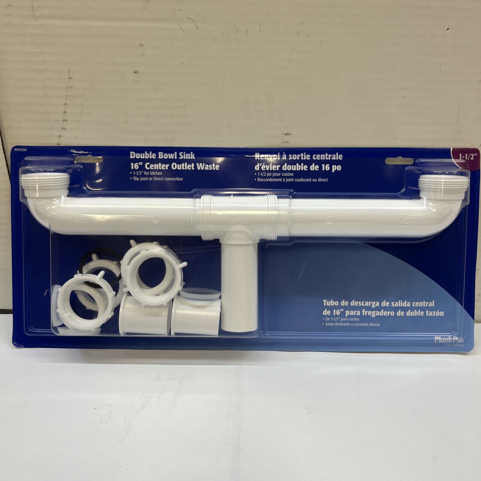 PLUMB PAK PP930W 1-1/2-in 16-in Slip Joint/Direct Center Waste Center ...