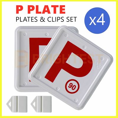 4 x Plastic Red P Plate Clips Holder Set Car Number License NSW L Green ...