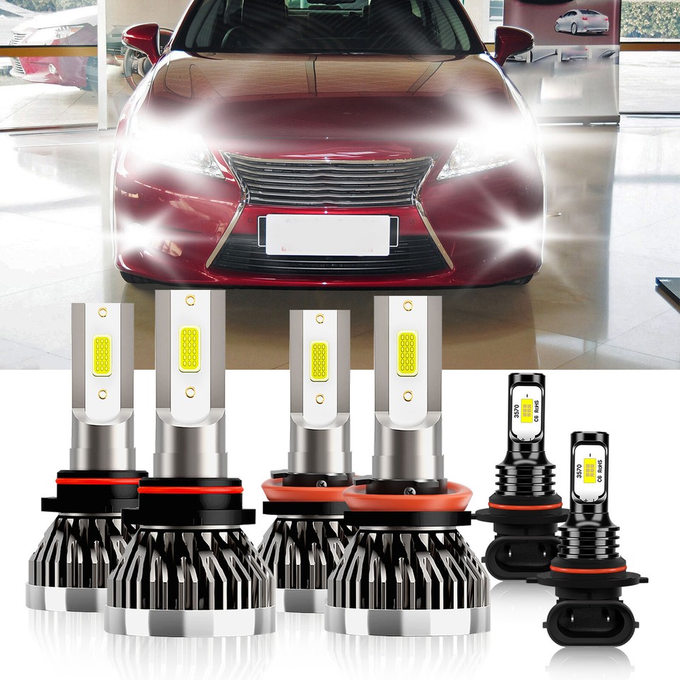 LED Headlight High Low Beam+Fog Light Bulbs Kit 6000K For Lexus ES330 ...