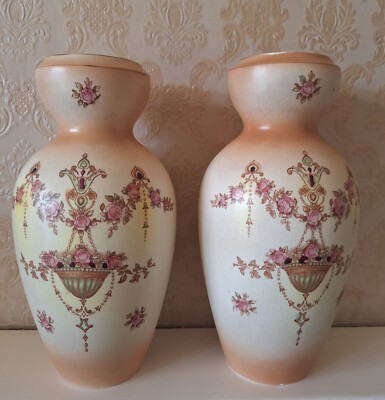 S F & Co - Crown Devon - Blush Ware - Etna Vases c.1911 Devonware ...