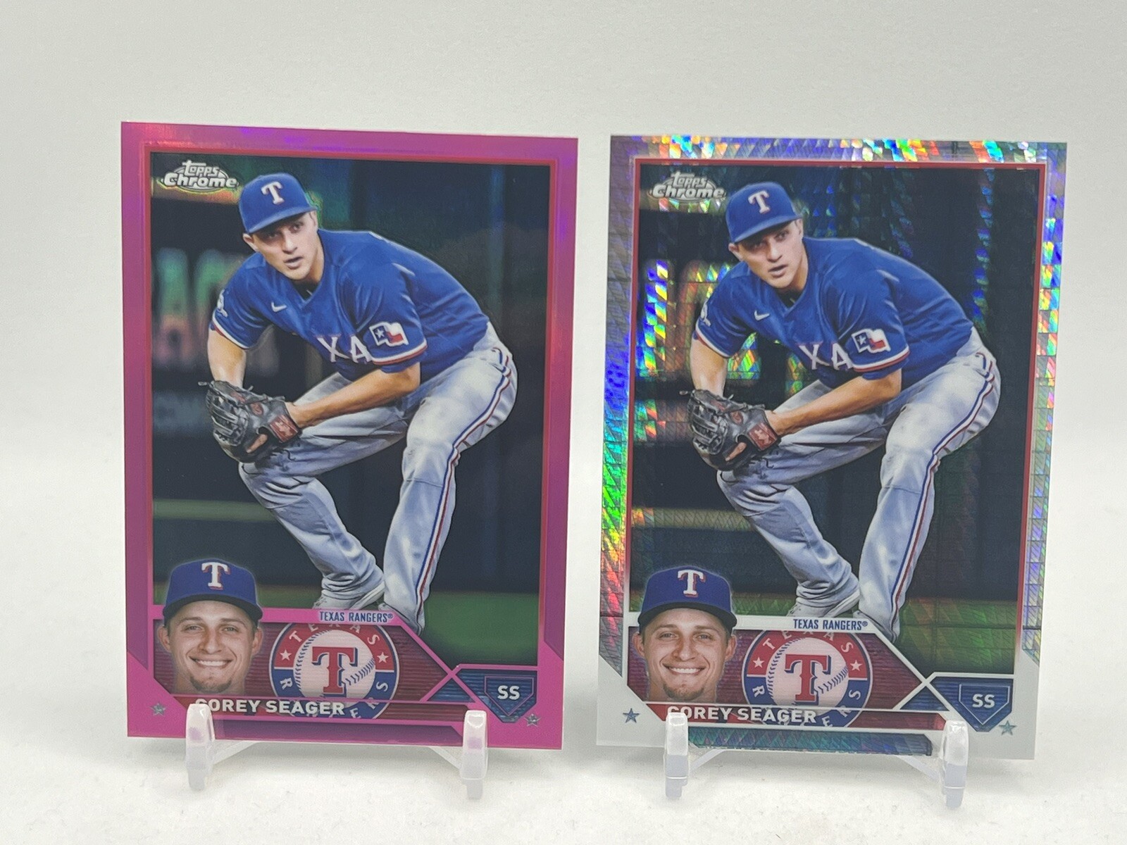2023 Topps a hrome Corey Seager Pink and Prism Refractors 2 card set ...