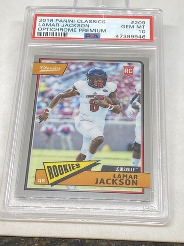 2018 Classics Optichrome Premium ROOKIE Lamar Jackson RC PSA 10 GEM ...