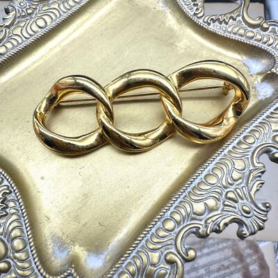 Vintage Three Gold Rings Brooch Pin Gold Tone Triple Circle Ring Pin | eBay
