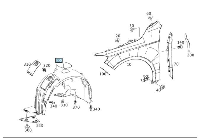 Mercedes-Benz W176 W246 C117 W117 Fender Liner Splash Guard Front Left ...