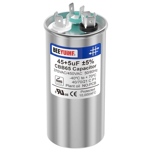 45+5uF ±5% 45/5 MFD 370/440/450V AC 50/60Hz CBB65 Capacitor Dual Run ...