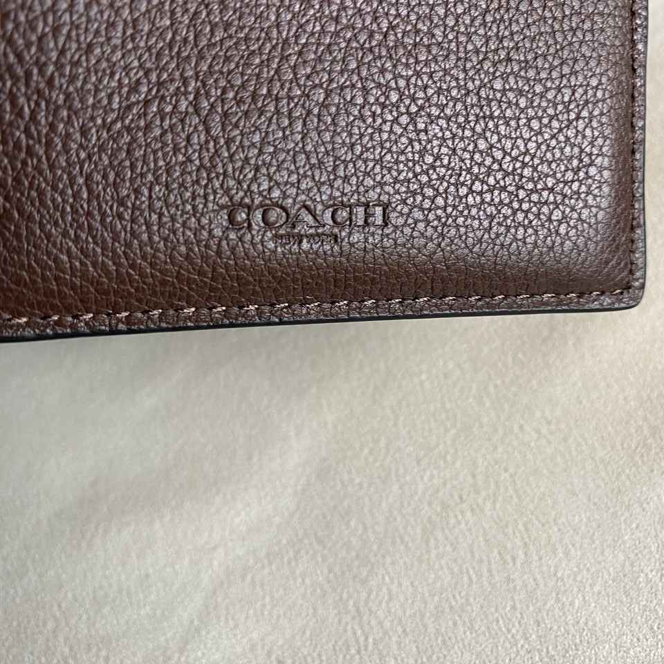 Coach Wallet Men's Bifold Dark Brown Leather New w/o packaging | eBay