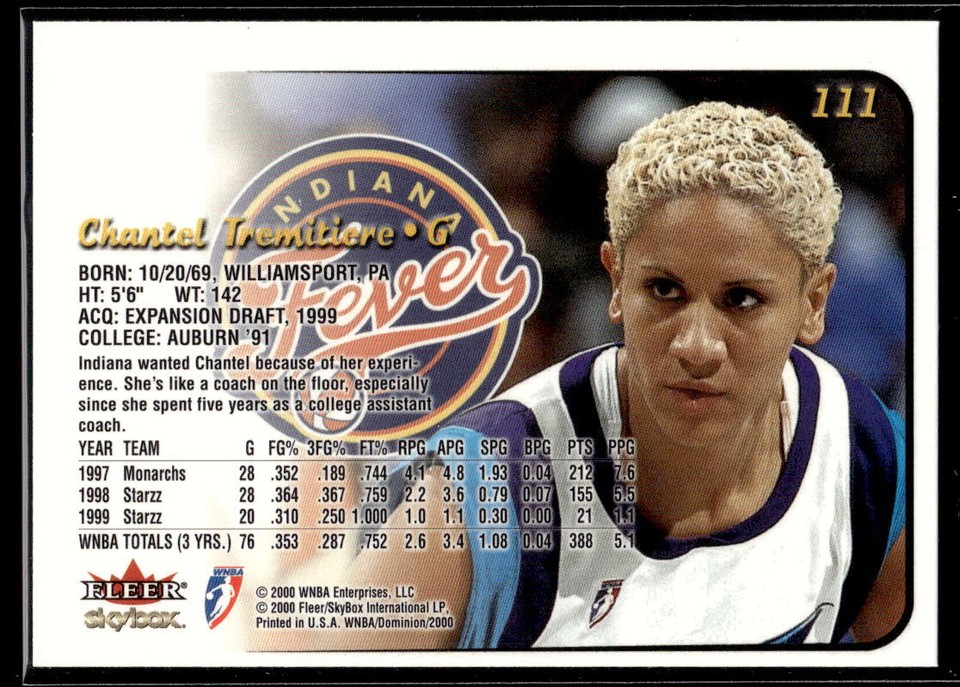 2000 Skybox WNBA #111 Chantel Tremitiere Excellent | eBay