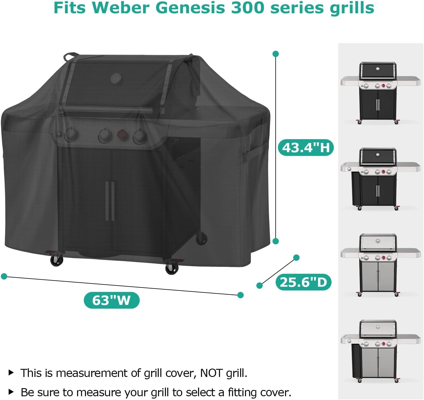 63" BBQ Grill Cover 7757 for Weber Genesis 300 & Genesis II 300 Series ...