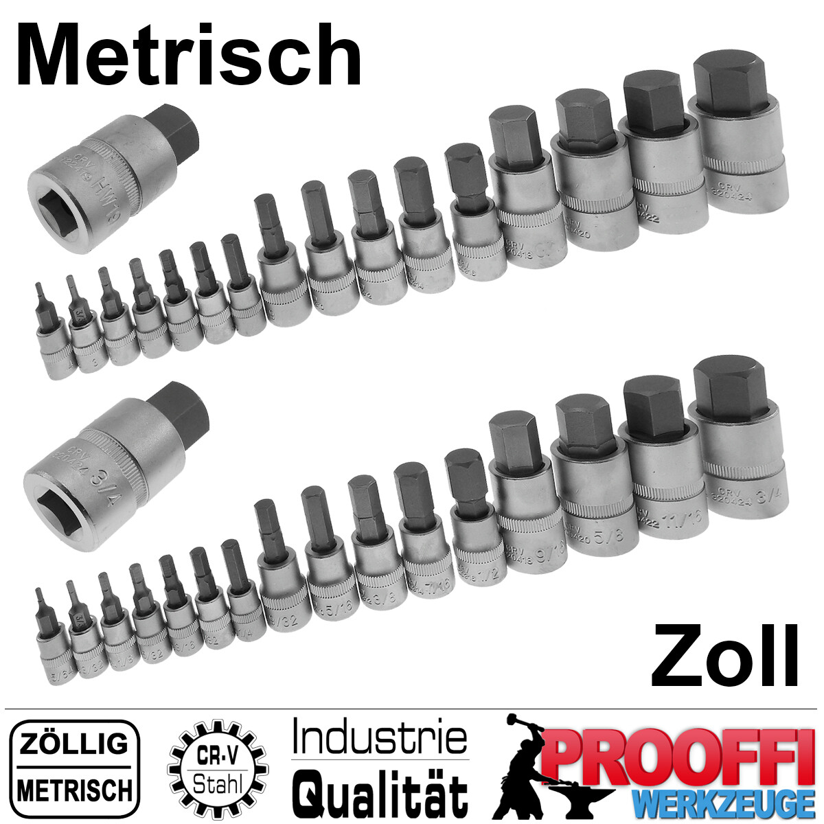 32-tlg Zoll Metrisch Innensechskant Stecknuss Harley Für Inbus Schraube ...