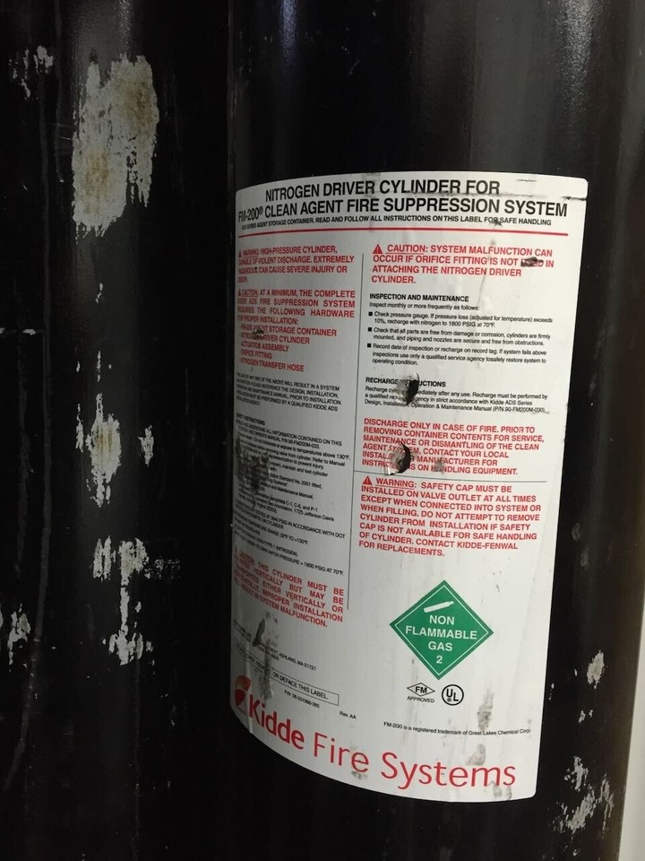 Kidde Fenwal Fire Suppression Systems Nitrogen Driver Cylinder ADS ...