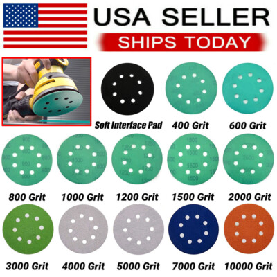 400-10000 Grit Wet Dry Hook Loop Orbital Sander Paper Round Sanding ...