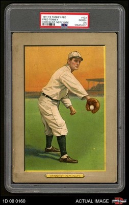 1911 T3 Turkey Red #122 Fred Tenney NY Braves / Giants VARIATION PSA 2. ...