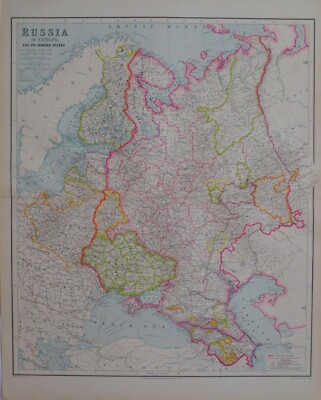1933 MAP RUSSIA IN EUROPE FINLAND POLAND UKRAINE CRIMEA KALMUCK ...